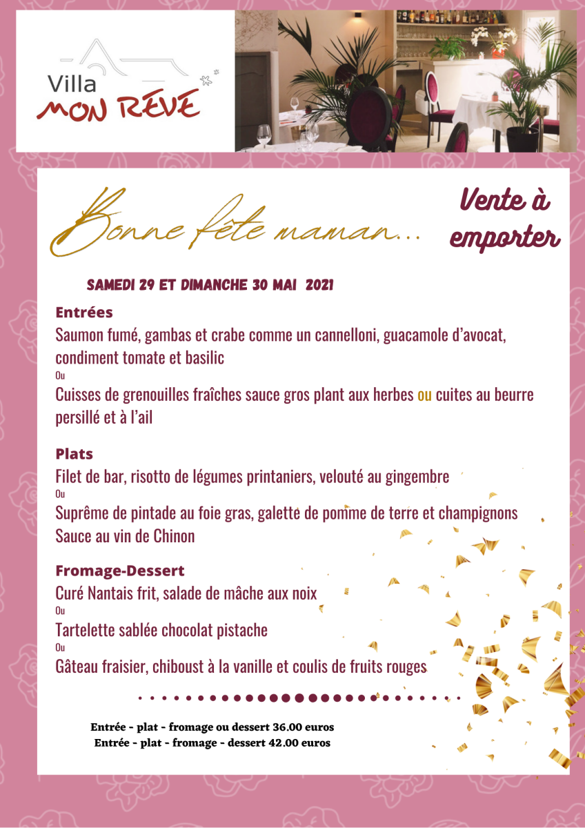 plats à emporter - restaurant Villa Mon Rêve Basse Goulaine 44